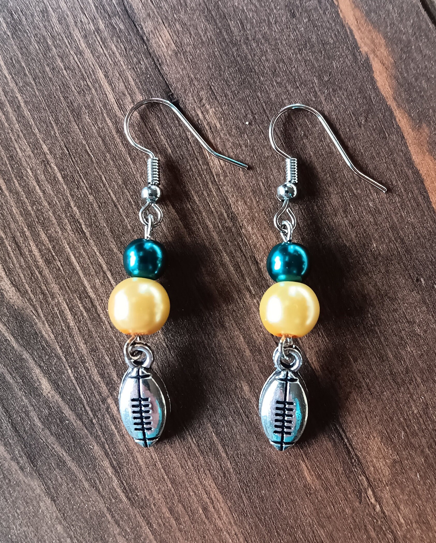 Handmade in the USA Green Bay Packers Football Earrings, Green Bay ...