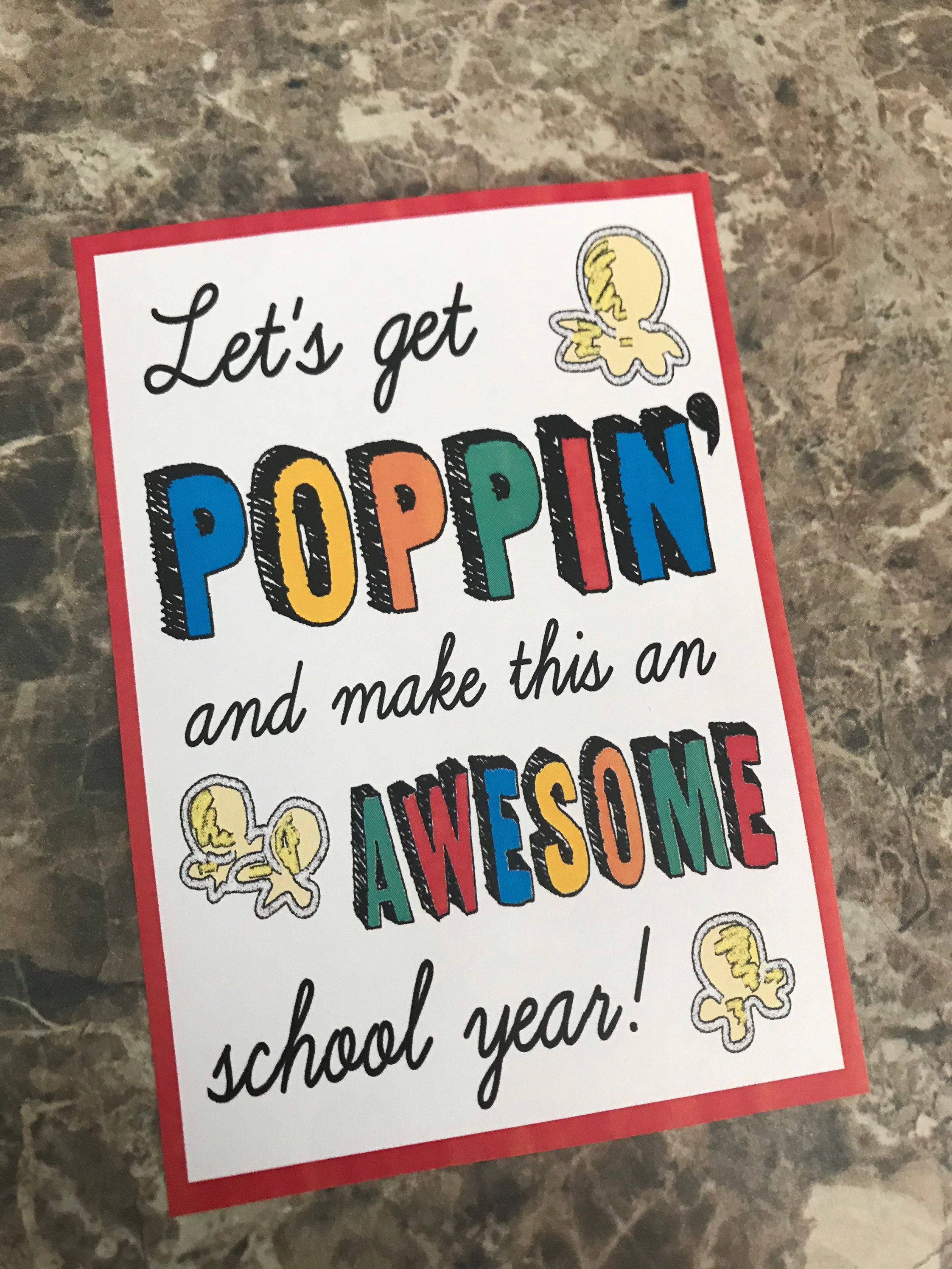 DIGITAL Back to School Popcorn Gift Instant Download Pdf file | Etsy