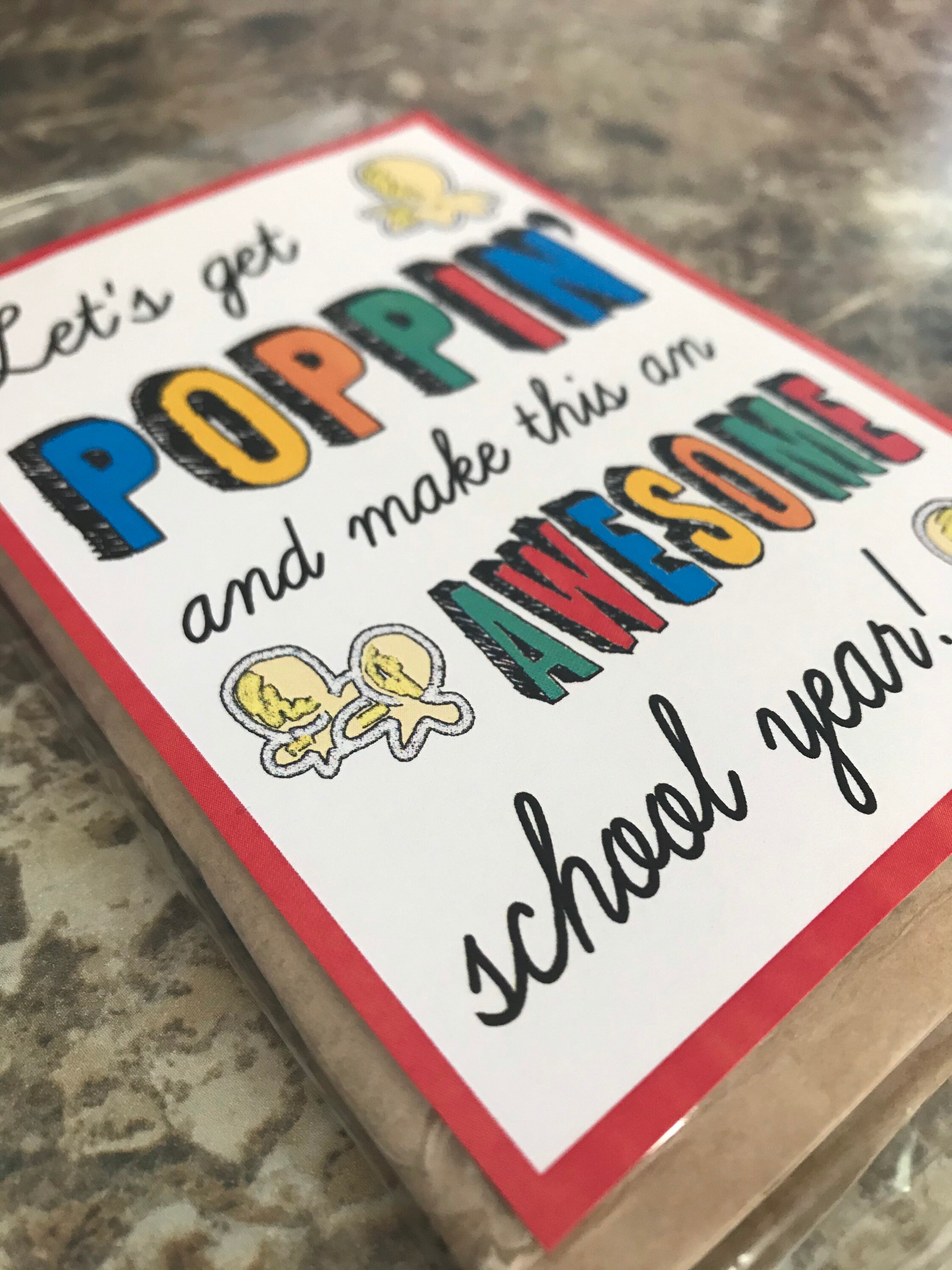 DIGITAL Back to School Popcorn Gift Instant Download Pdf file | Etsy