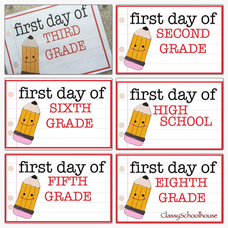 DIGITAL Set of 19 Back to School Signs First Day of School PFD - Etsy
