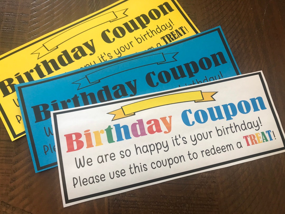 Printable DIGITAL Birthday Coupon Treat School Primary Elementary Gift ...