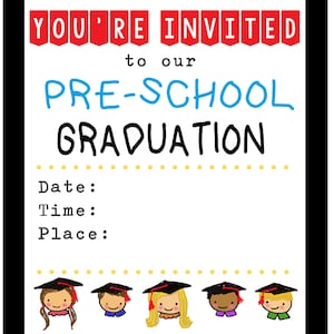 DIGITAL Editable Preschool Graduation Set Diplomas Banner Invitations ...