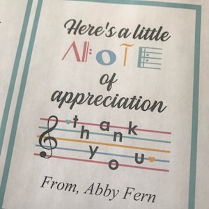 Printable DIGITAL Music Teacher Note of Appreciation Tag Piano ...