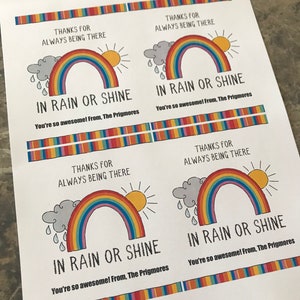 Printable DIGITAL Teacher Office Staff Friend Appreciation Tags Rainbow ...
