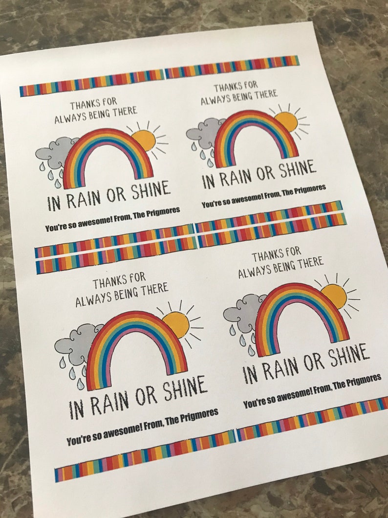 Printable DIGITAL Teacher Office Staff Friend Appreciation Tags Rainbow ...