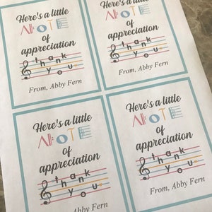 Printable DIGITAL Music Teacher Note of Appreciation Tag Piano ...