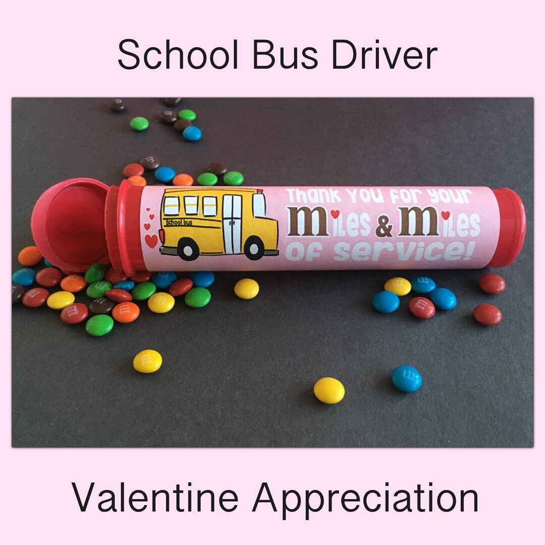 Printable PDF File Valentine Bus Driver Mini Mnm Treat Tube Instant ...