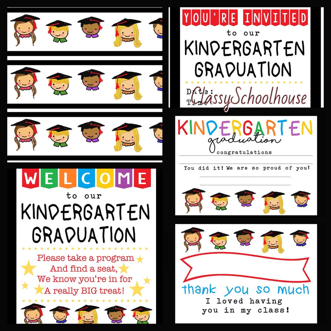 DIGITAL Editable Kindergarten Graduation Set Diplomas Banner ...