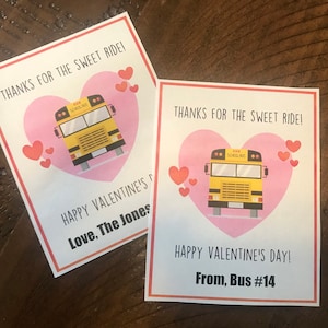 DIGITAL Printable School Bus Valentine Instant Download PDF File Bus ...