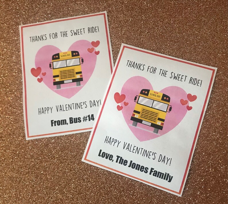 DIGITAL Printable School Bus Valentine Instant Download PDF File Bus ...