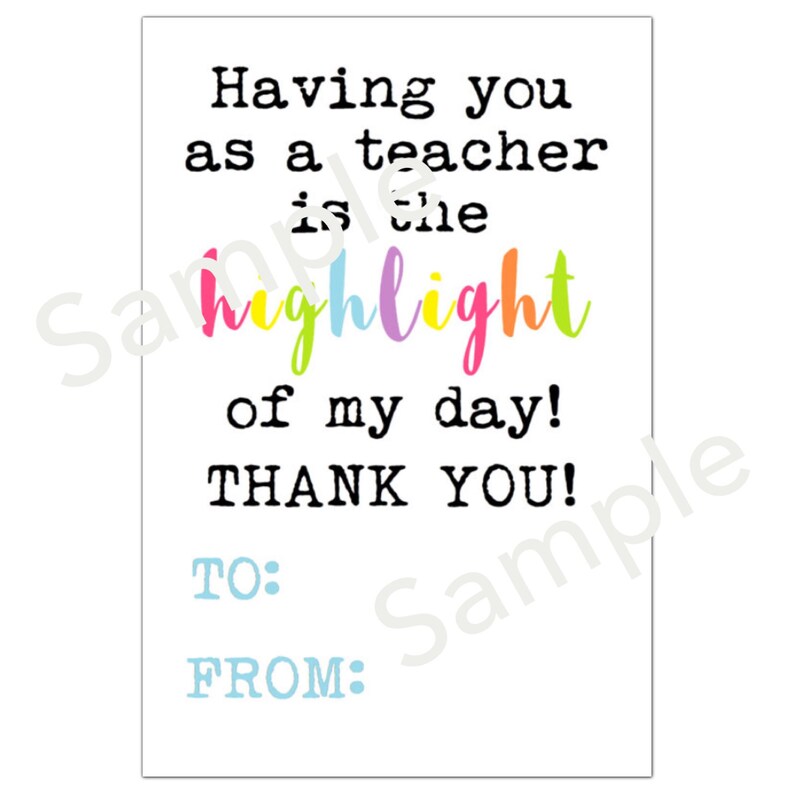 DIGITAL Highlight Teacher Appreciation Valentine Holiday Grateful Tag ...