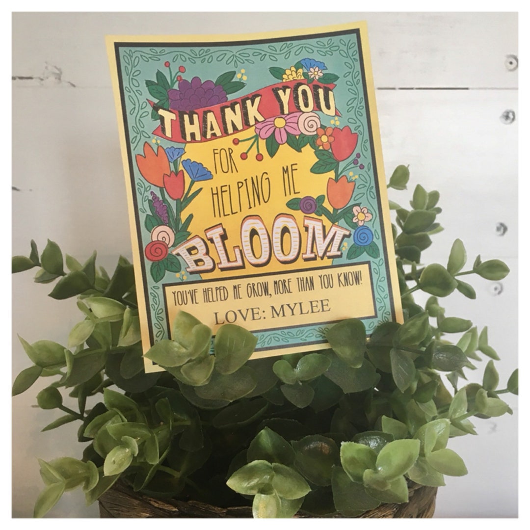DIGITAL Seed Packet Bloom Thank You Gift Tag DIY EDITABLE Teacher ...