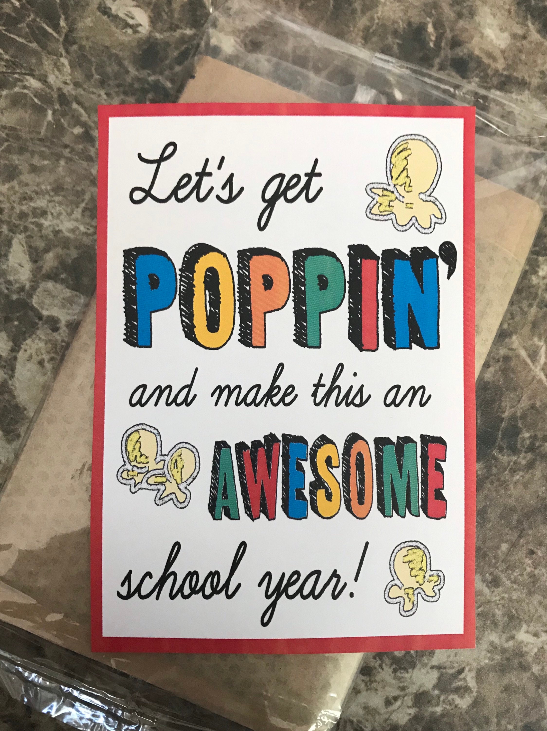 DIGITAL Back to School Popcorn Gift Instant Download Pdf File - Etsy