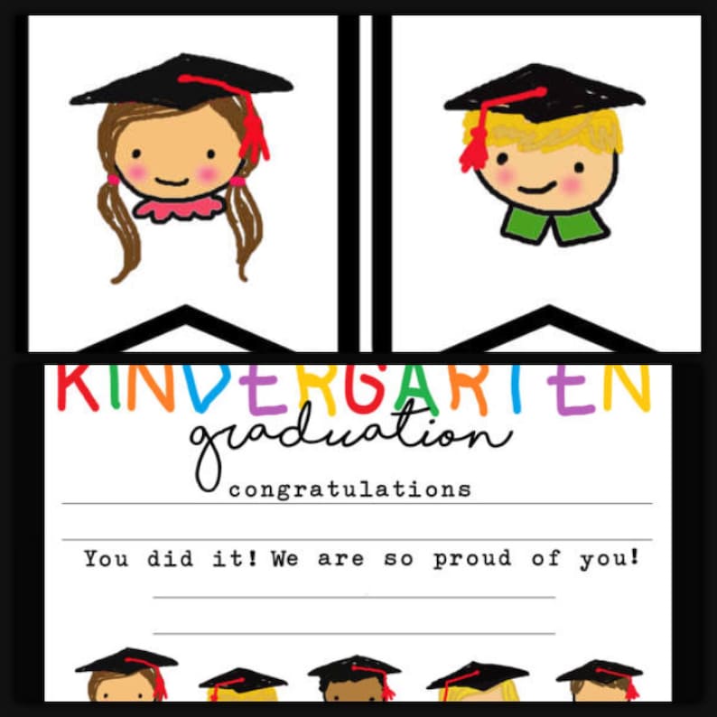 DIGITAL Editable Kindergarten Graduation Set Diplomas Banner - Etsy