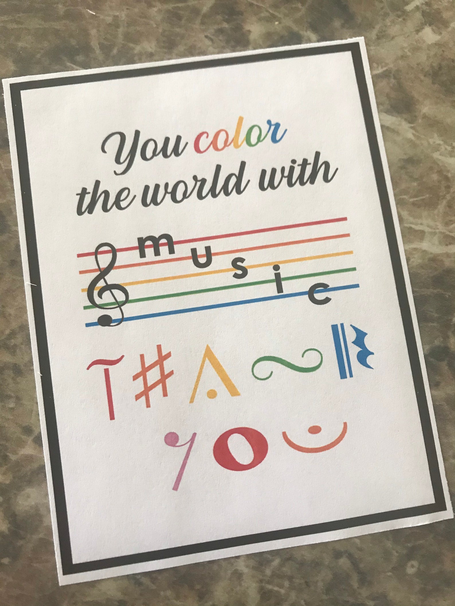 Printable DIGITAL Colorful Music Teacher Appreciation Tag Color Rainbow ...