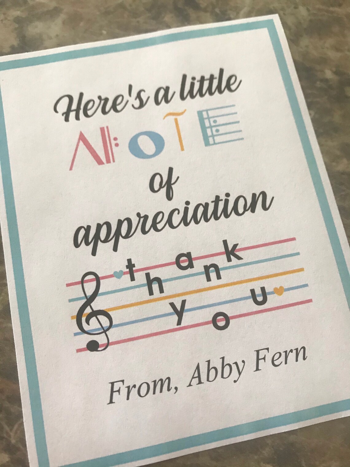 Printable DIGITAL Music Teacher Note of Appreciation Tag Piano | Etsy