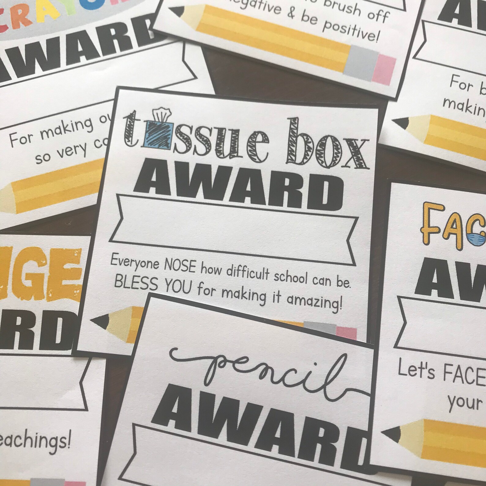 Printable DIGITAL Pdf Files Staff School Non Food Awards - Etsy