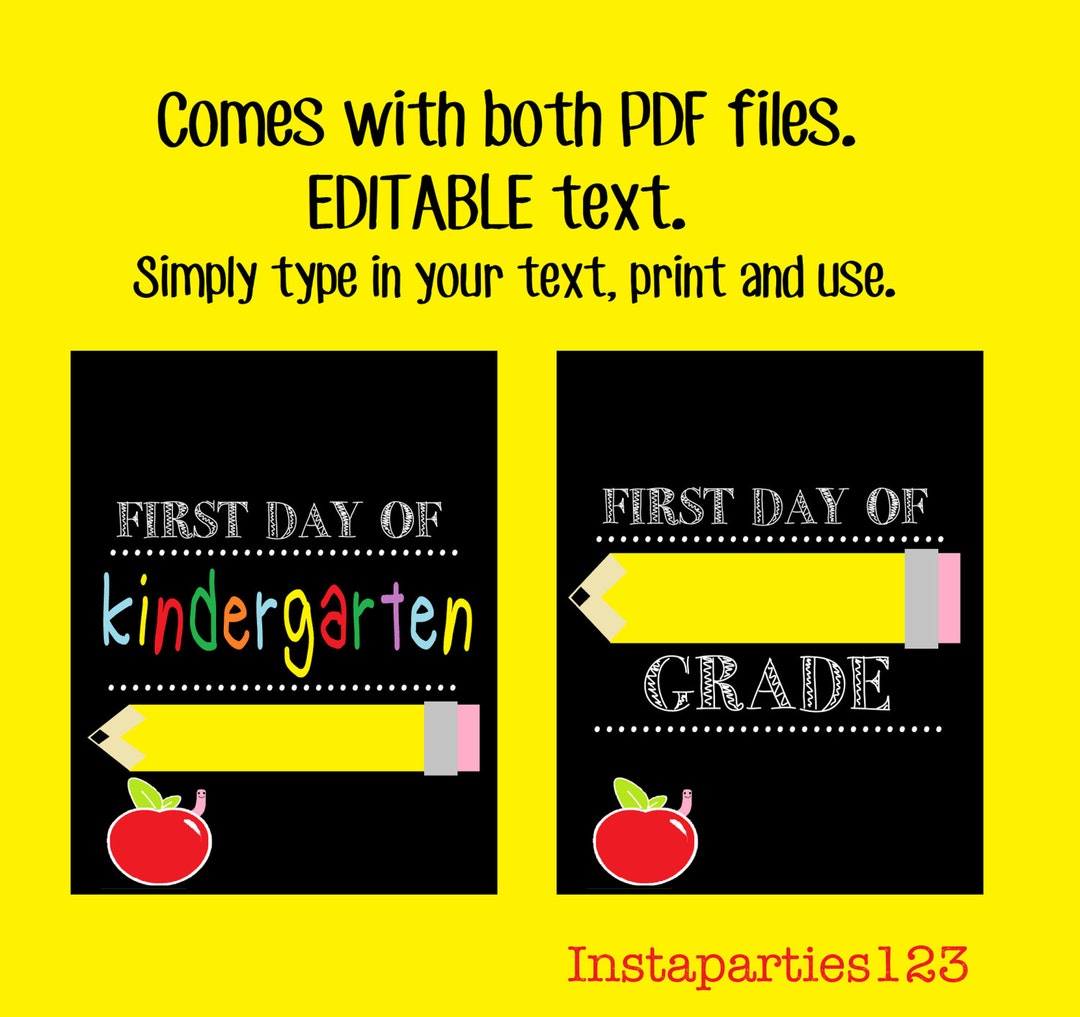 EDITABLE Set of 2 Back to School Signs First Day of School PFD Instant ...