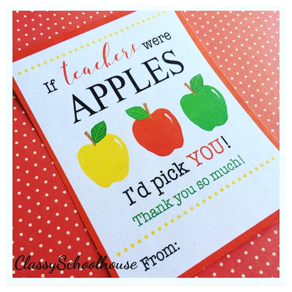 DIGITAL Teacher Appreciation Gift Tag Apples Cute Quote - Etsy