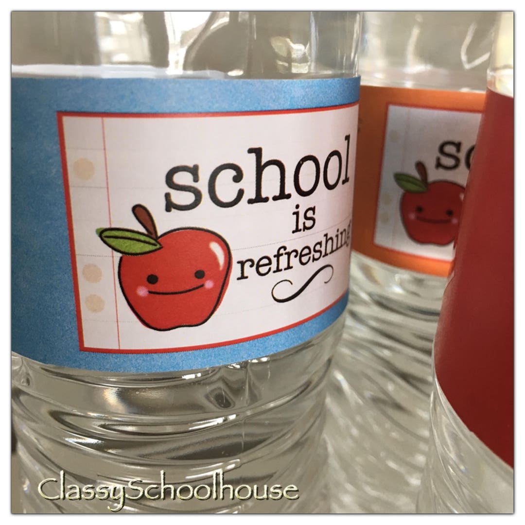 Digital Back to School Water Bottle Labels School is Refreshing Gift ...