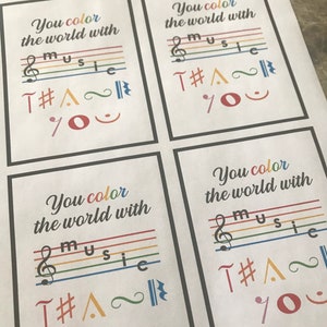 Printable DIGITAL Colorful Music Teacher Appreciation Tag Color Rainbow ...