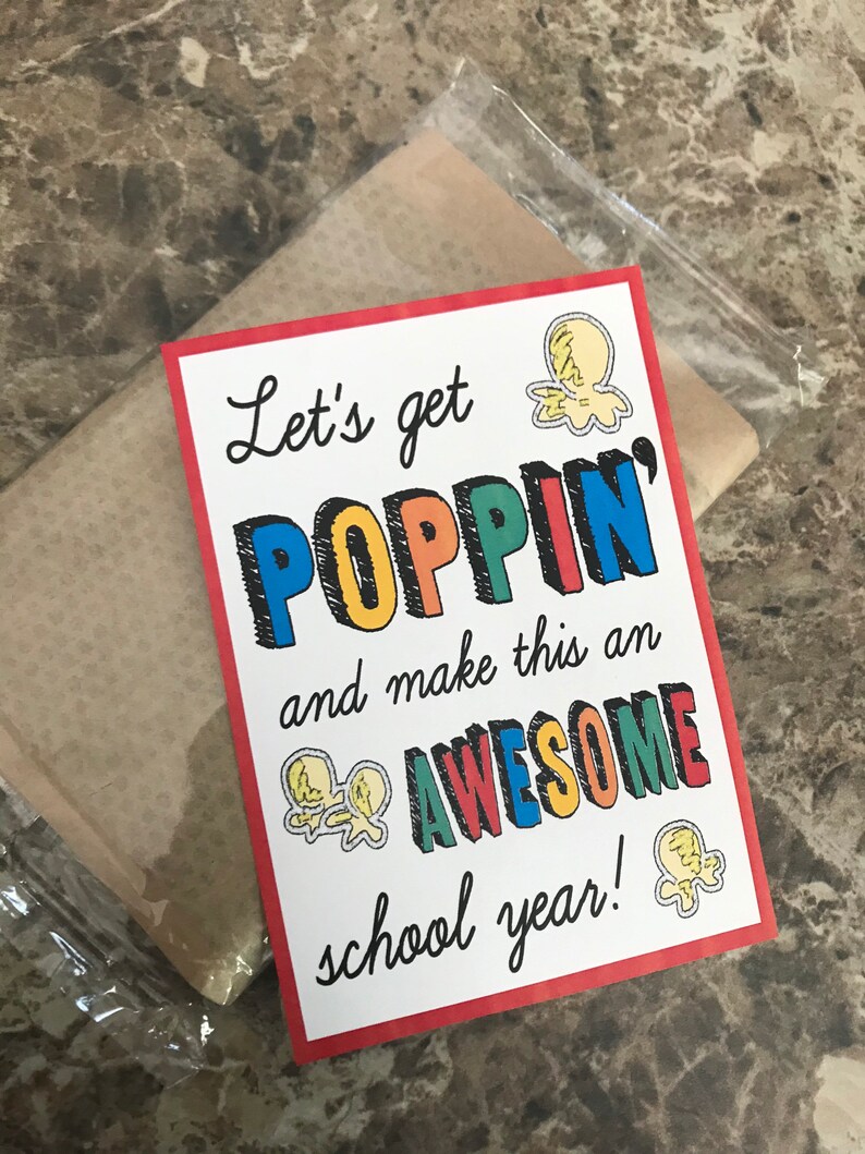 DIGITAL Back to School Popcorn Gift Instant Download Pdf File - Etsy