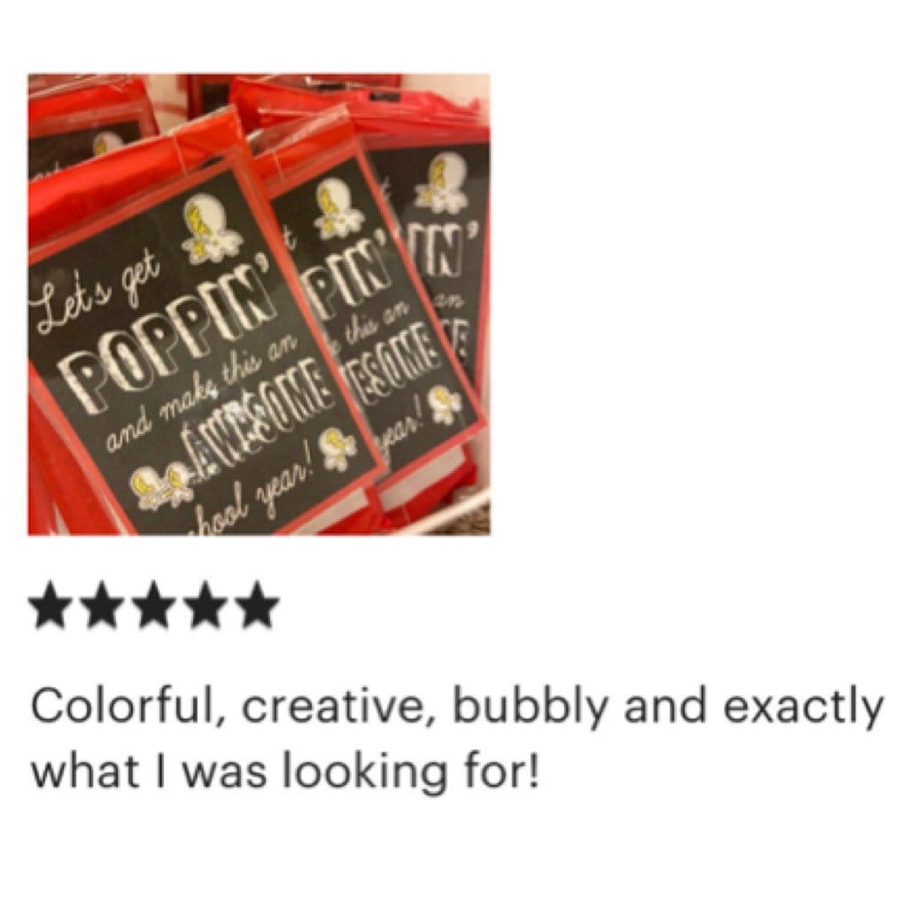 DIGITAL Back to School Popcorn Gift Instant Download Pdf File - Etsy