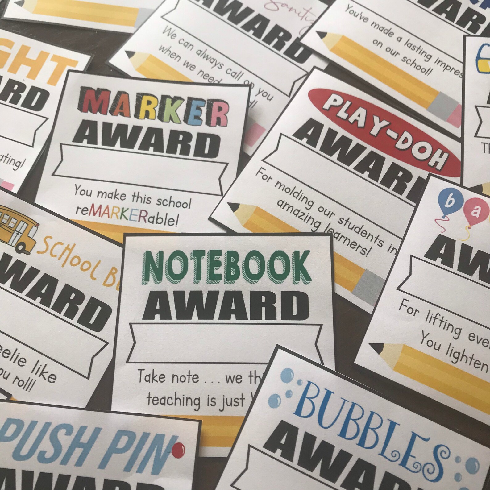 Printable DIGITAL Pdf Files Staff School Non Food Awards - Etsy
