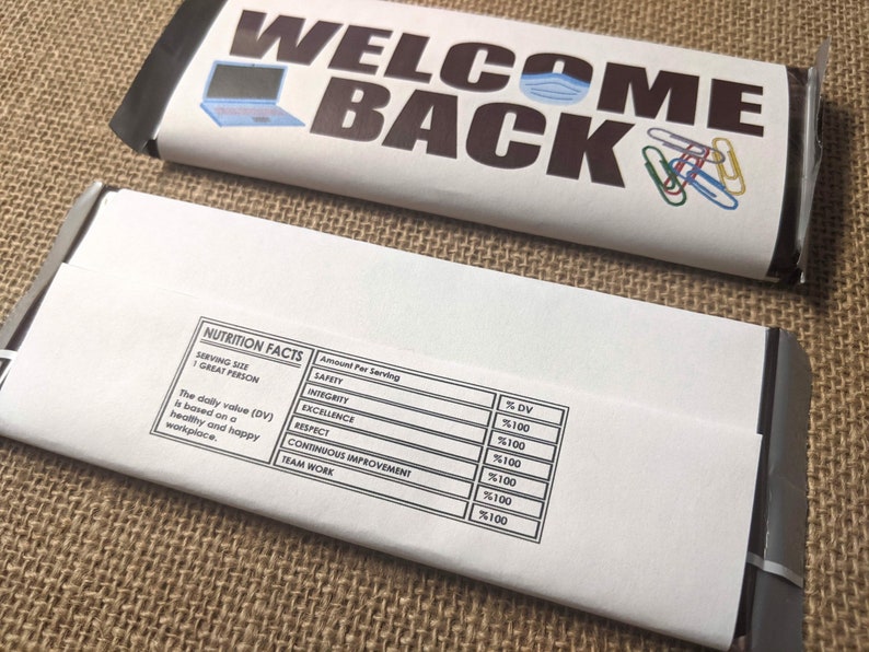 PRINTABLE Welcome Back to the Office Hershey Bar Wrapper - Etsy