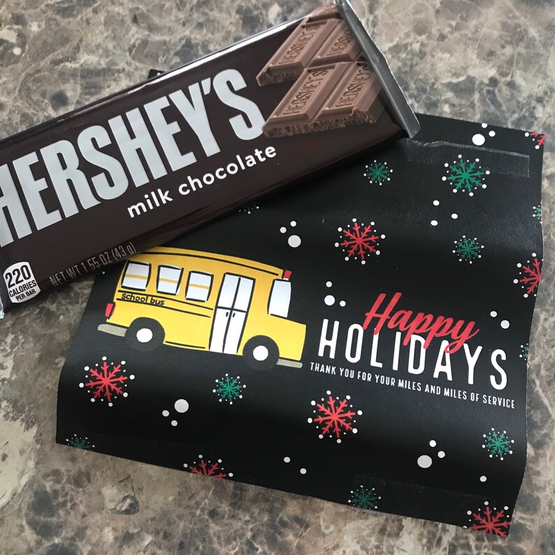 Printable DIGITAL Hershey Chocolate Bar Wrapper Holiday School Bus ...