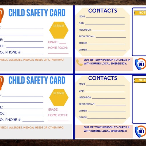 Backpack Tag Child Identification Card Allergy Tag Child - Etsy