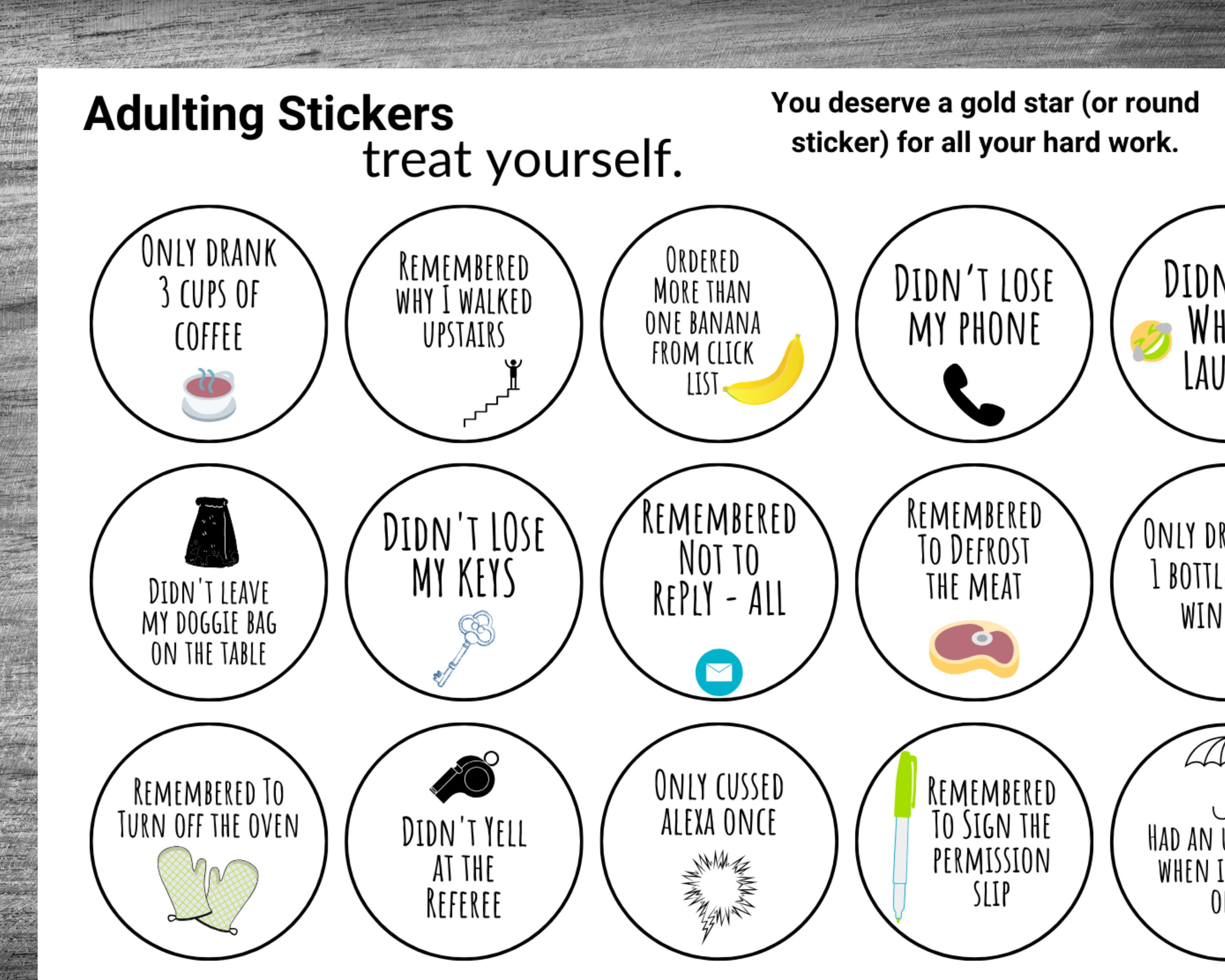 Adulting Stickers Digital Download Printable & Canva Template - Planner ...