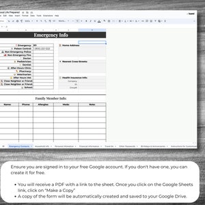 Family & Household Information Template | Google Sheets Digital ...