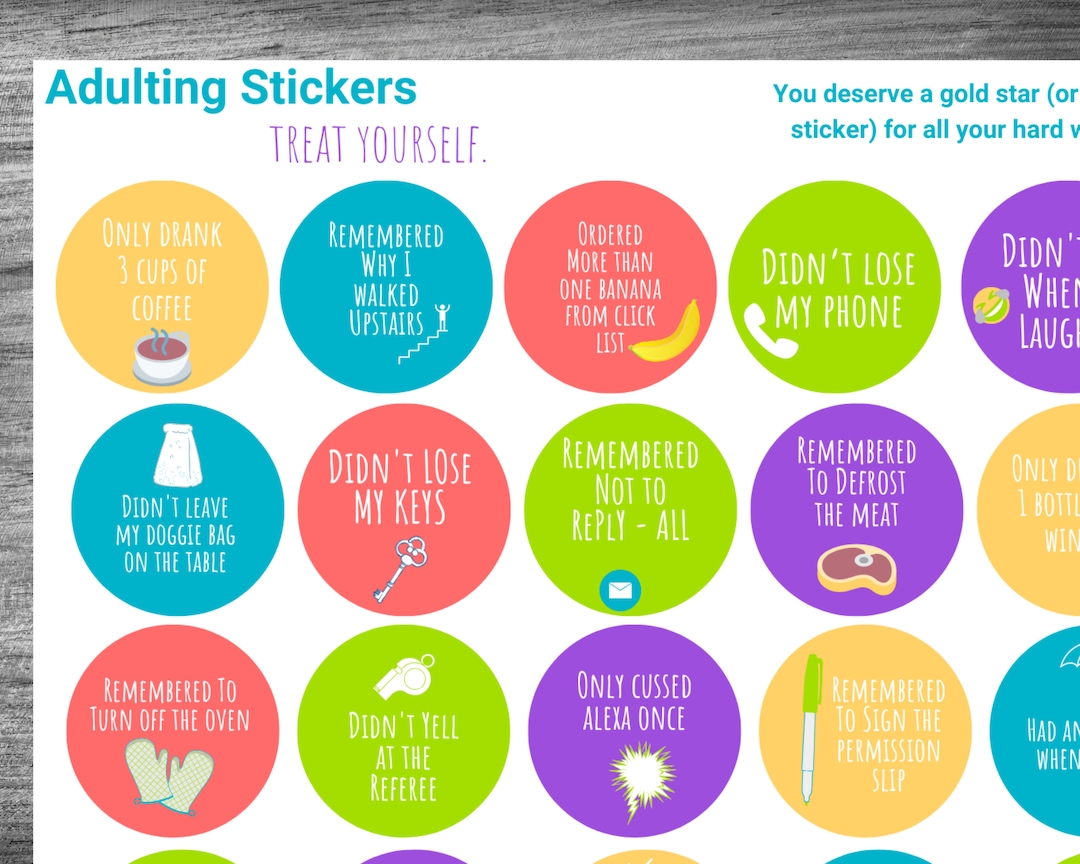 Adulting Stickers Digital Download Printable & Canva Template - Planner ...
