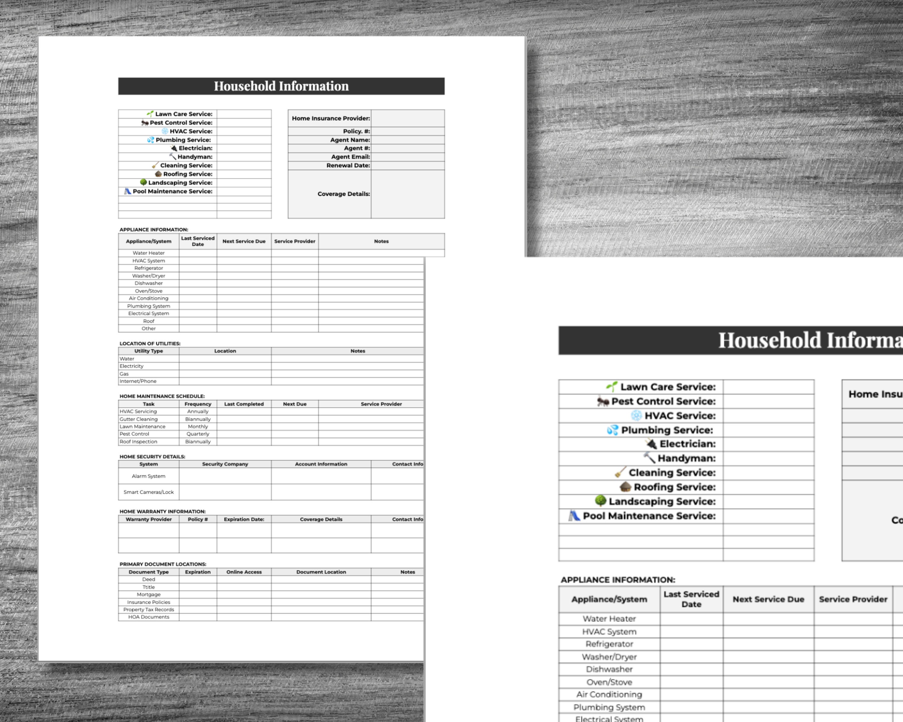 Family & Household Information Template | Google Sheets Digital ...