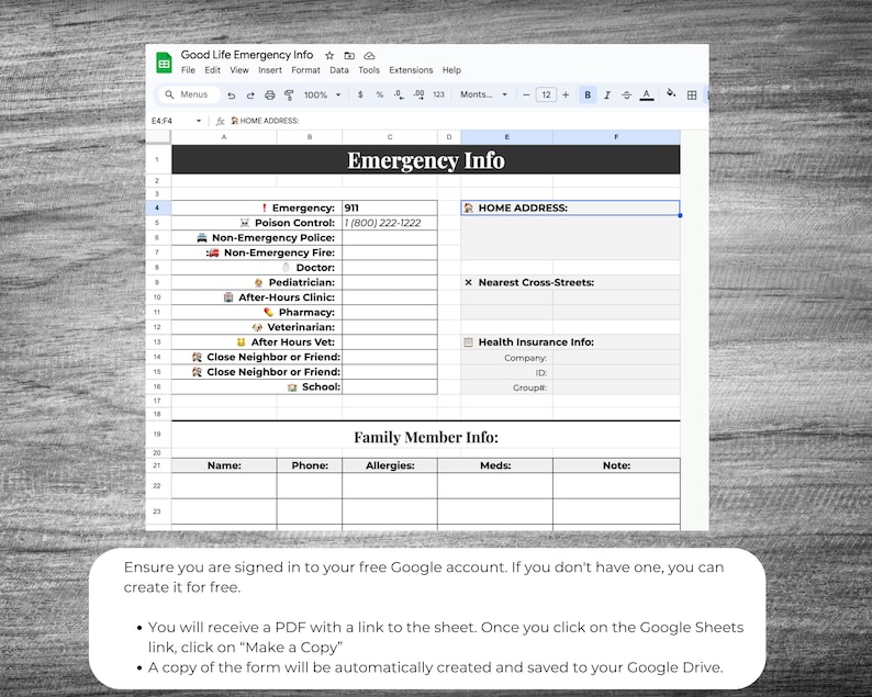 Emergency Info Sheet - Printable Family Safety and Preparedness ...
