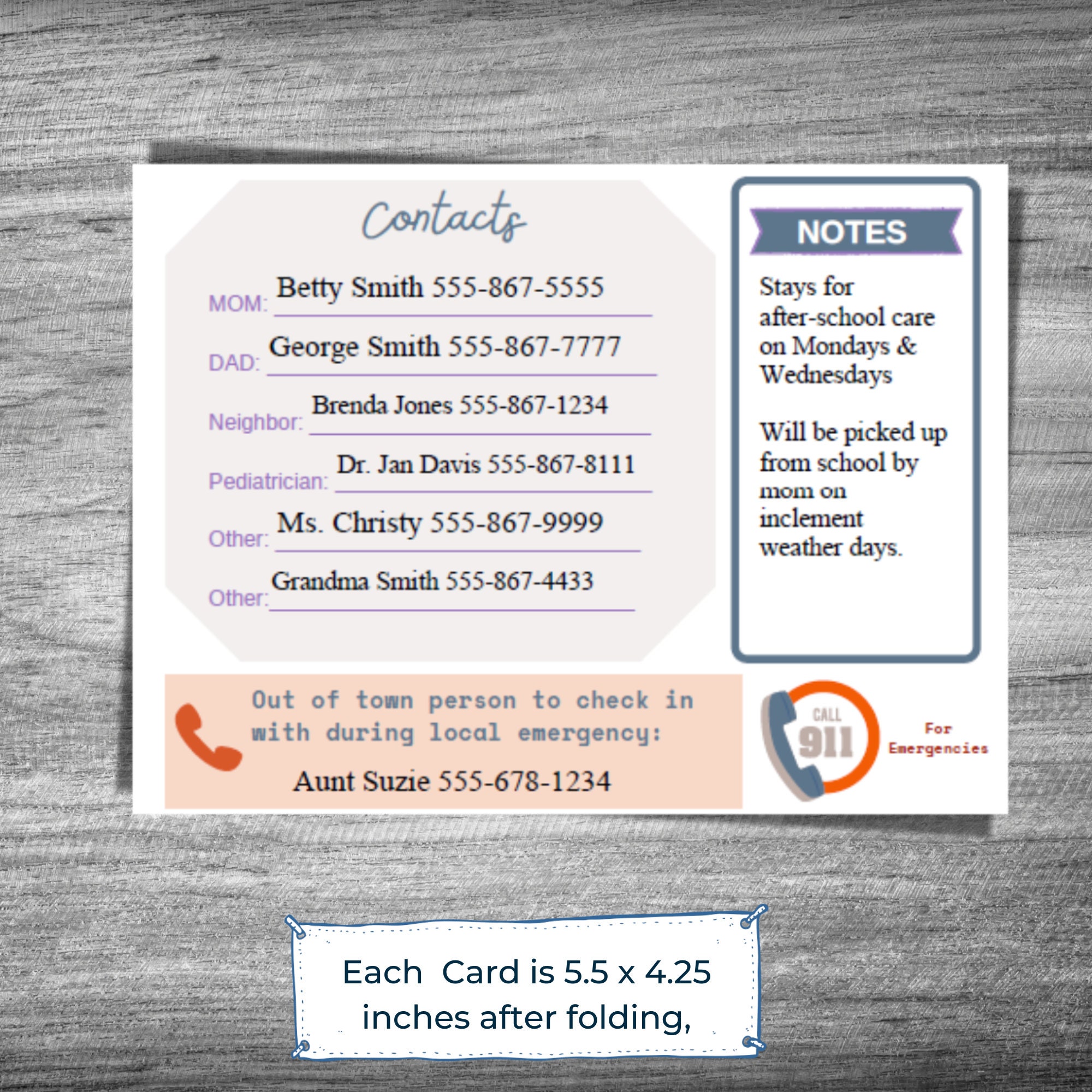 Backpack Tag - Child Identification Card - Allergy Tag - Child Safety ...