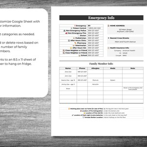Emergency Info Sheet - Printable Family Safety and Preparedness ...