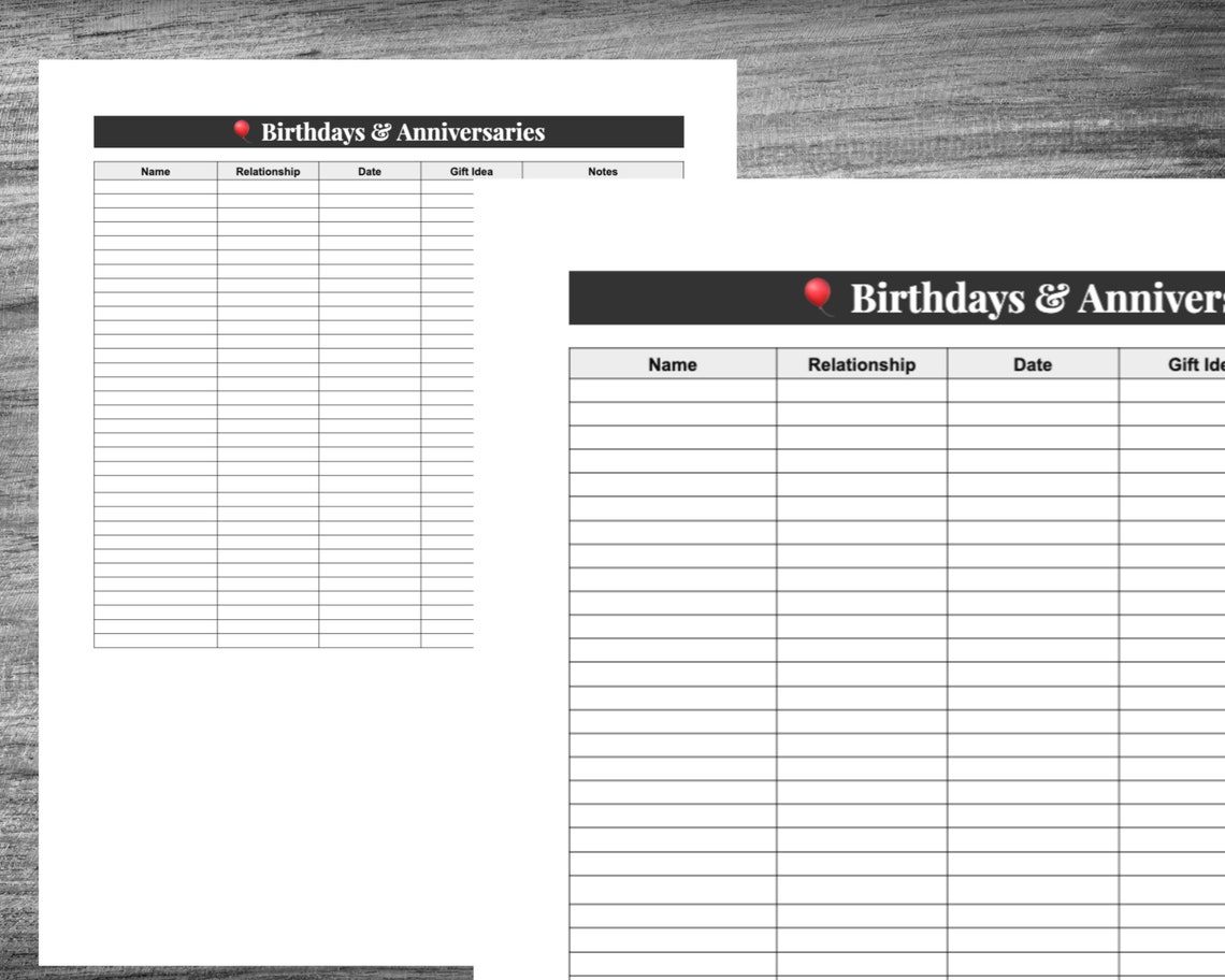 Family & Household Information Template | Google Sheets Digital ...