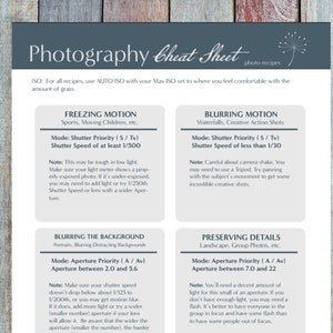 Photography Basics Cheat Sheet Digital Download - Etsy