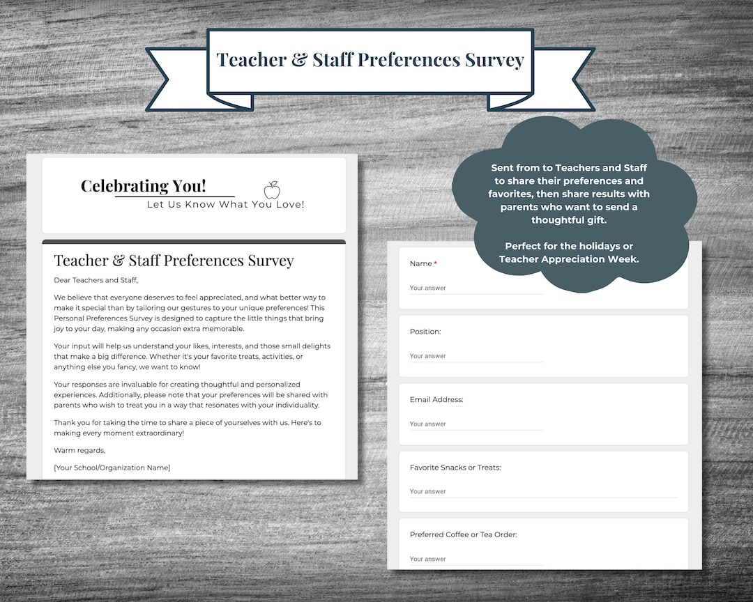Teacher & Staff Preferences Survey - Thoughtful Gifting Made Easy! - Etsy