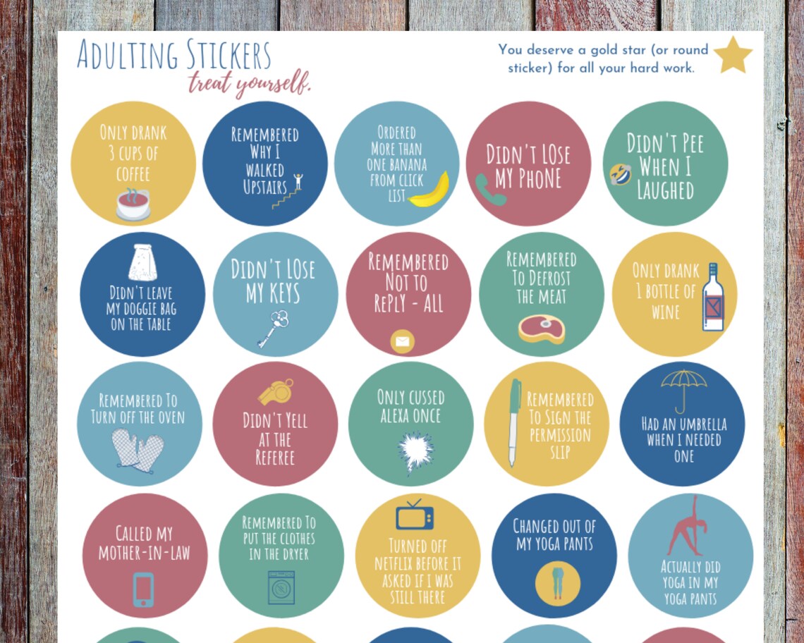 Adulting Stickers Digital Download Printable Reward Yourself - Etsy