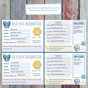 Backpack Tag - Child Identification Card - Allergy Tag - Child Safety ...