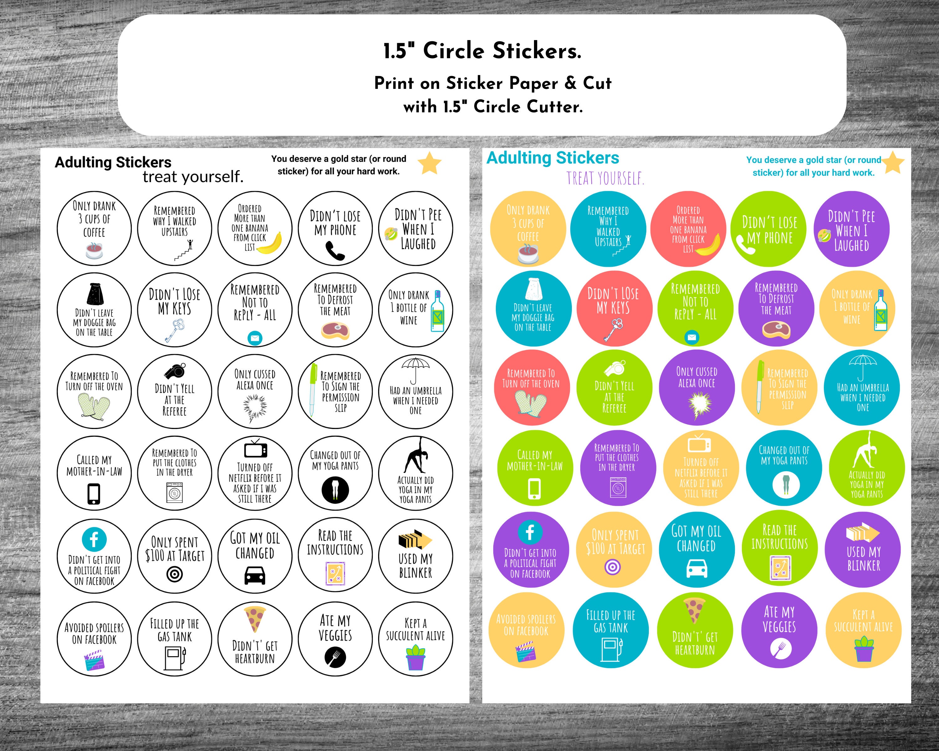 Adulting Stickers Digital Download Printable & Canva Template - Planner ...