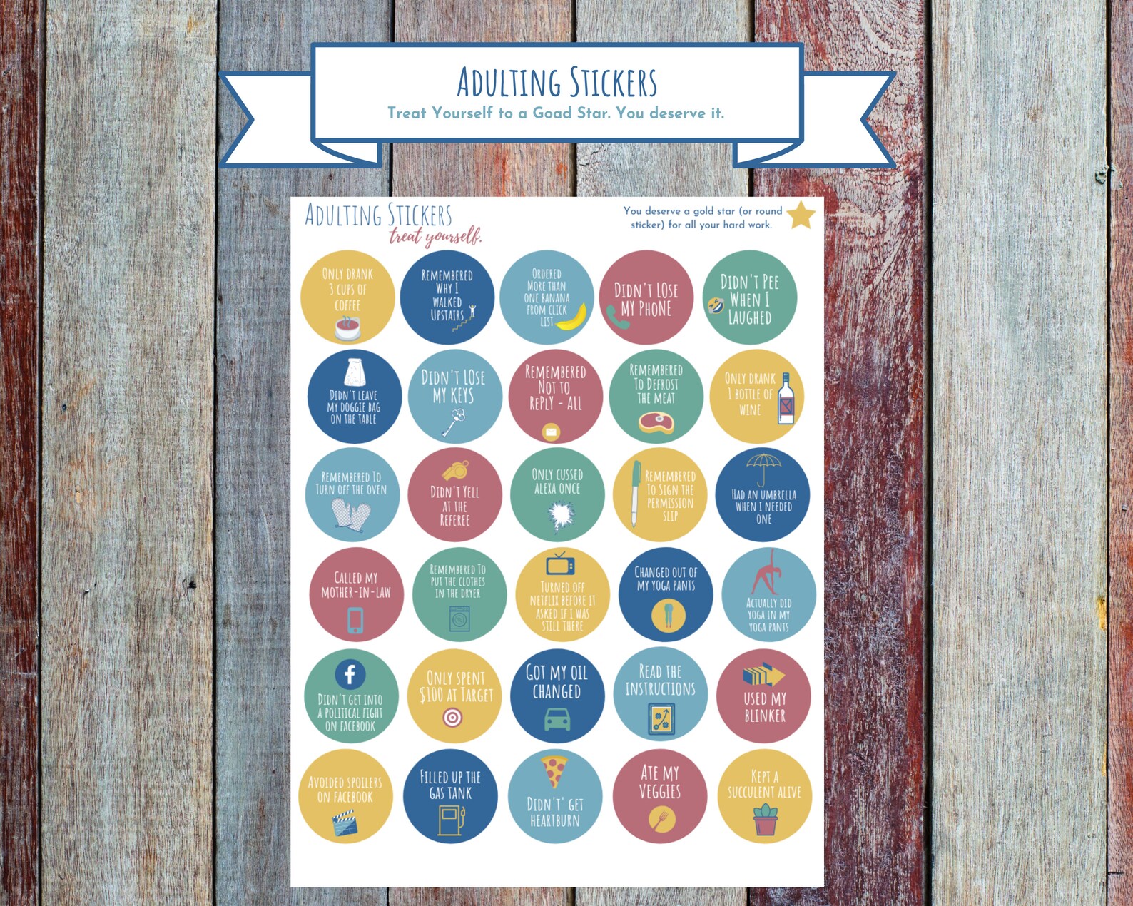 Adulting Stickers Digital Download Printable Reward Yourself - Etsy