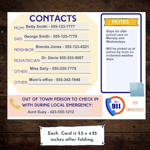 Backpack Tag - Child Identification Card - Allergy Tag - Child Safety ...