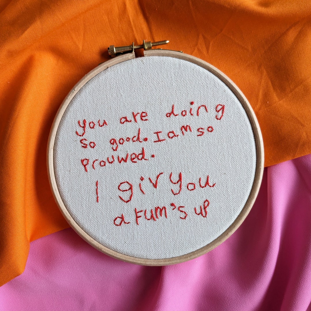 Handwritten Message Framed Embroidery Personalised - Etsy UK