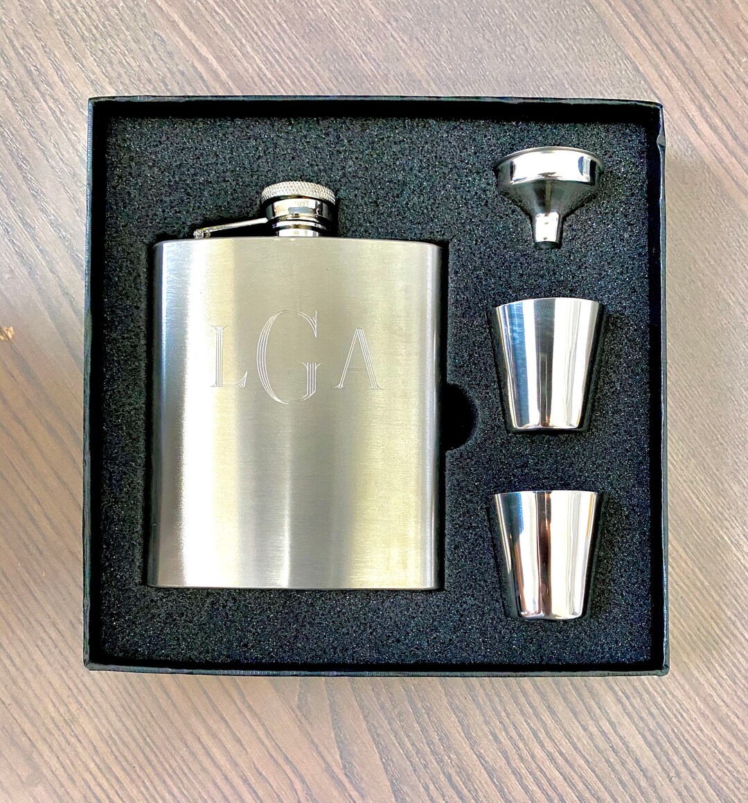 Personalized Flask for Men, 8oz Stainless Steel Flask Set, Groomsmen ...