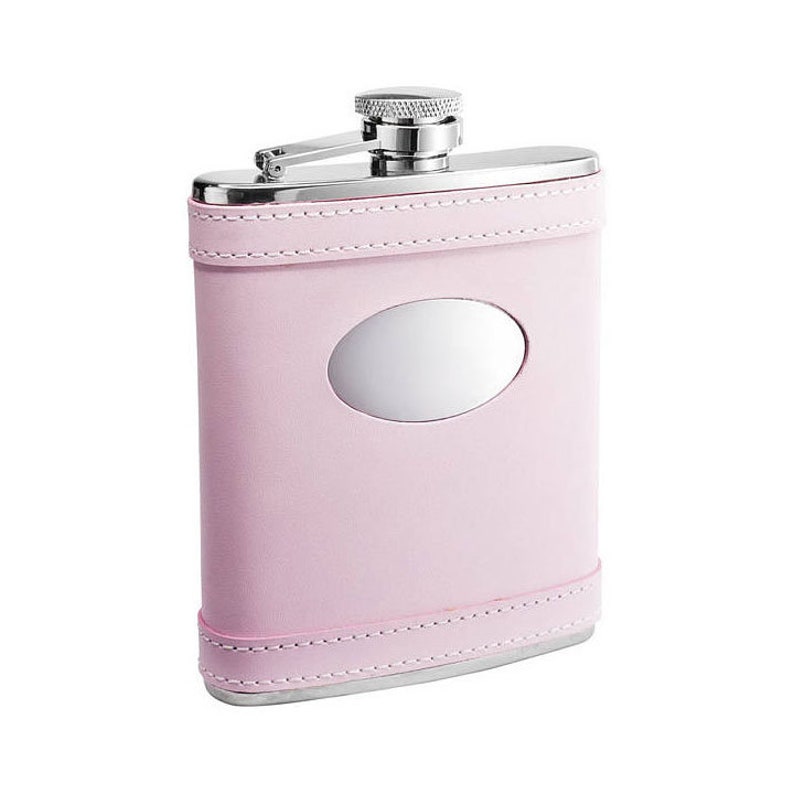 Personalized Flask for Women 6oz Light Pink Leather Flask - Etsy