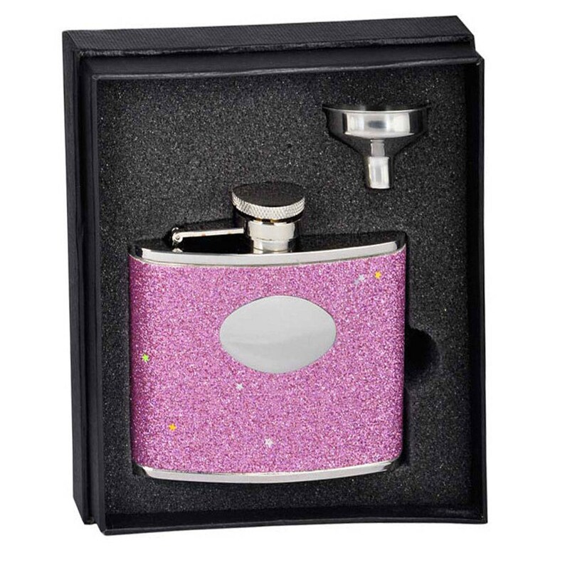Personalized Flask for Women 4oz Glitter Finish Stainless - Etsy